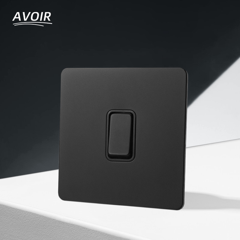 ☆Avoir Wall Push Button Switch 2 Way Black Stainless Steel LED Dimmer ...