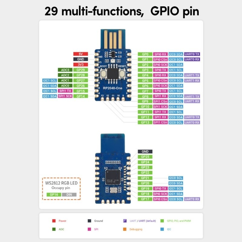 ☯rp2040 One 4mb Flash Mcu Board Based On Raspberry Pi Rp2040