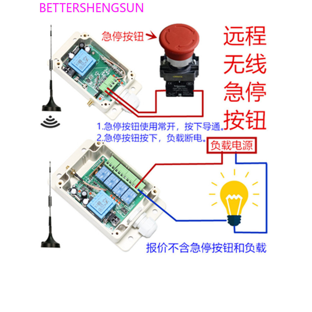⊹200 emergency stop self reset button remote wireless controller wall ...