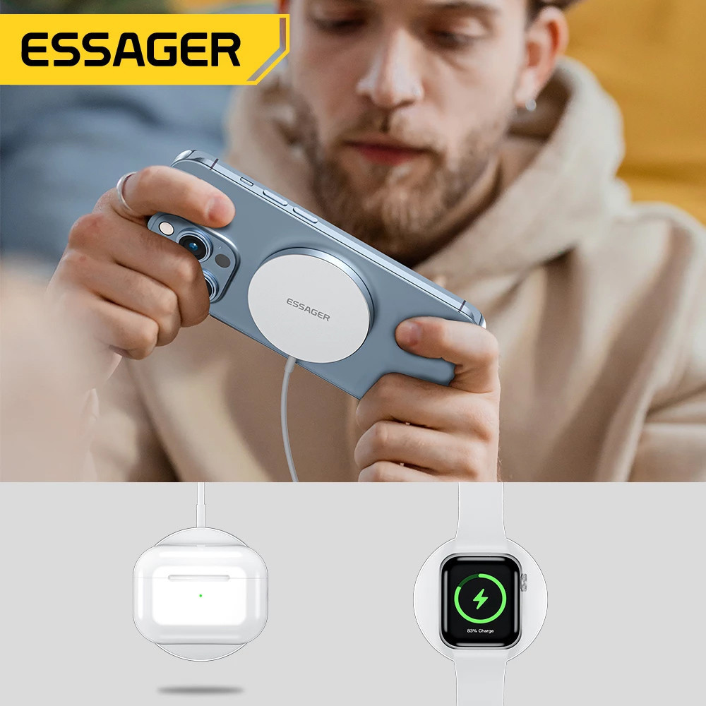 【Essager Magnetic Induction Wireless QI charger 3 in 1 phone Fast ...