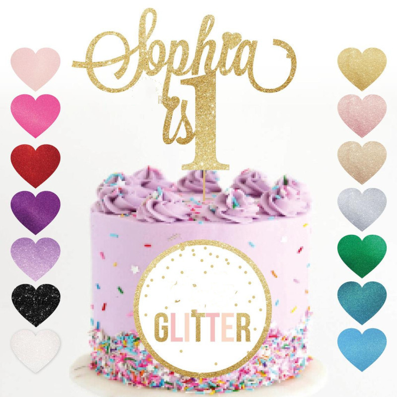 Customised cake topper, Birthday, Gold cake topper, glitter cake topper ...