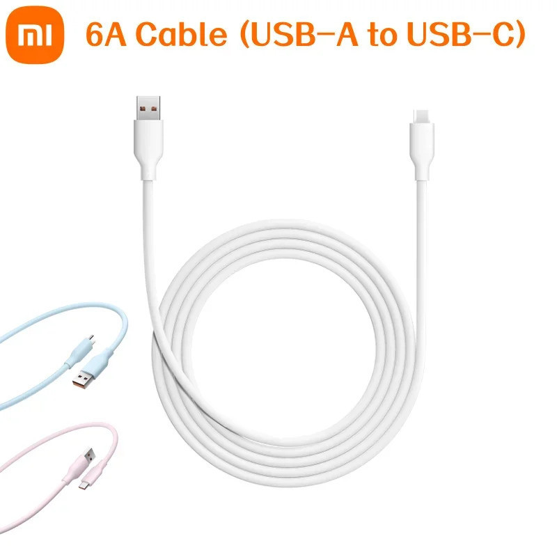 Xiaomi 6A Data Cable 2m (USB-A to USB-C) Skin Friendly Silicone 120W ...