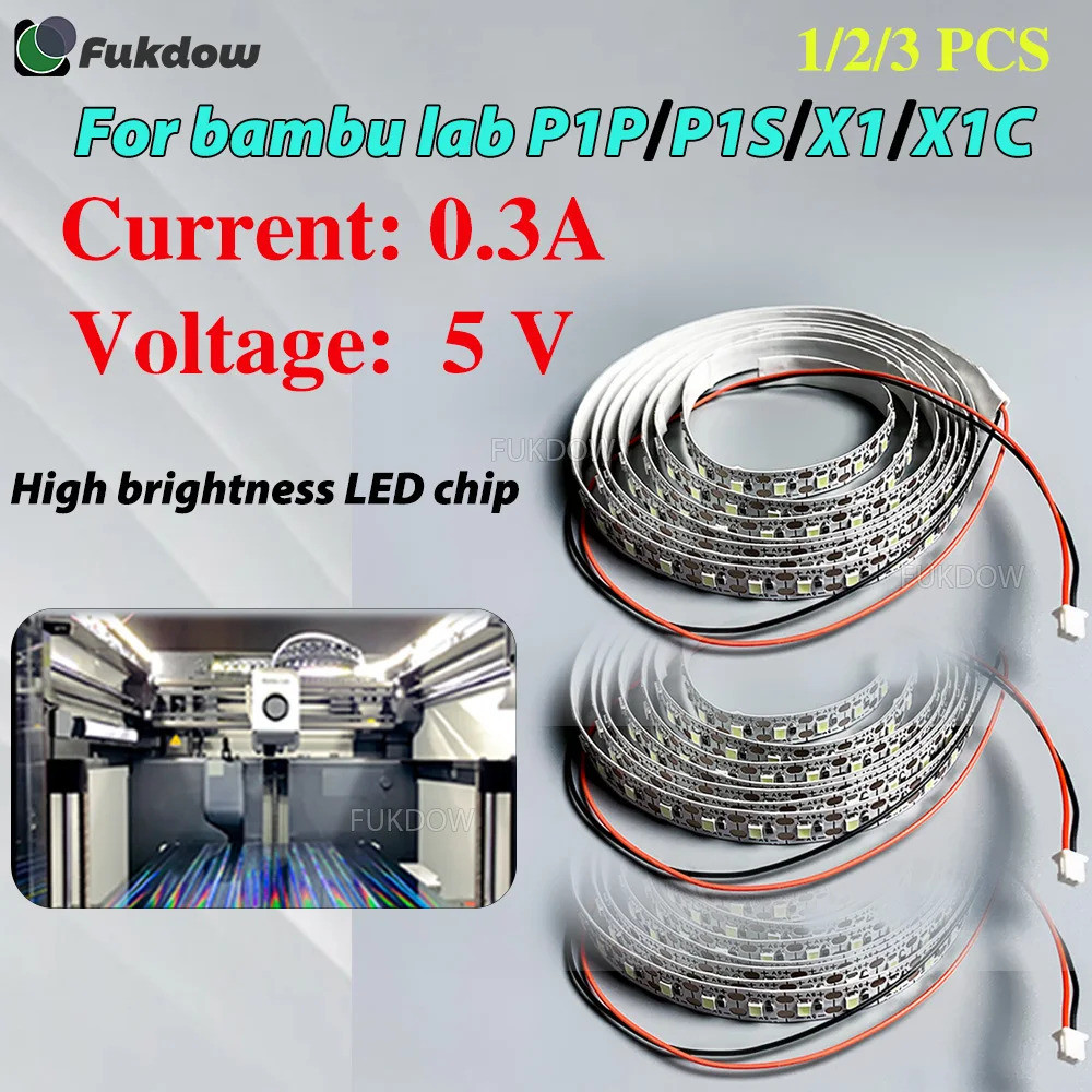0.3A LED Light Strip For Bambu Lab P1s P1P X1 X1C 3D Printer LED Light ...