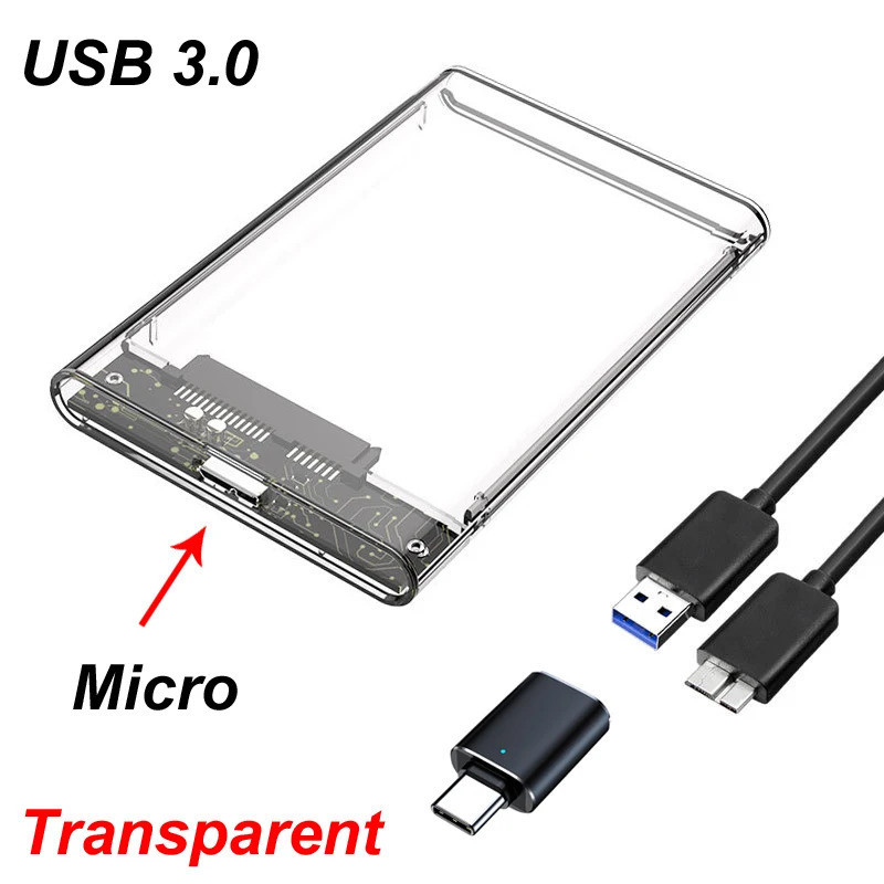 USB 3.0 SATA 2.5 inch Transparent SSD HDD hard drive Box Case HDD ...