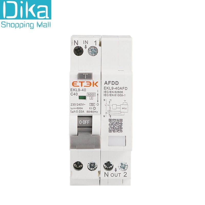 【DK】AFDD RCD circuit breakers 6A 2pole(1p+n) rcbo 10,30 100 300mA Arc Fault Protective ELCB 6KA ...