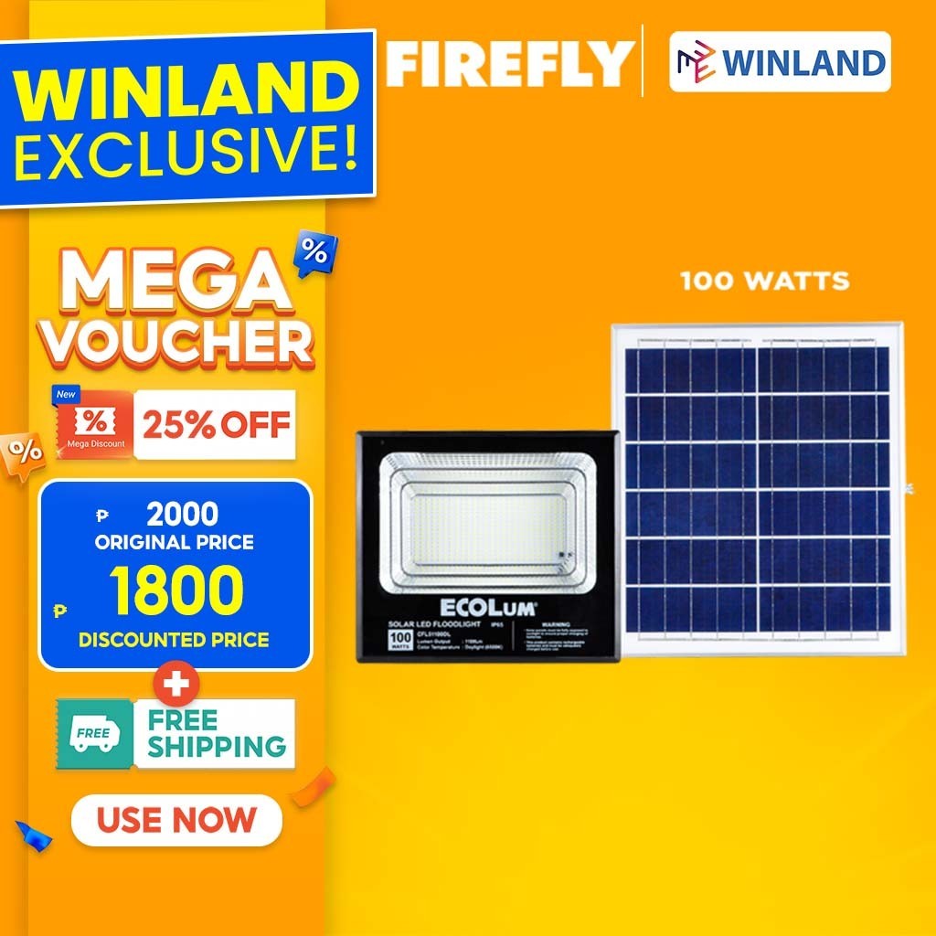 Ecolum by Winland Solar LED Floodlight 100W / 1100 Lumens Daylight ...