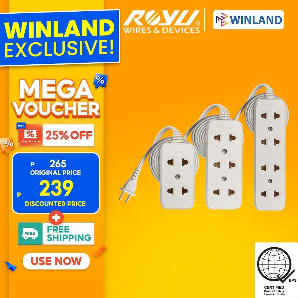Royu by Winland 2-4 Gang Universal Convenience Outlet Extension Cord ...