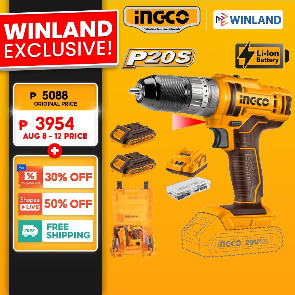 Ingco by Winland P20S 20V Lithium-Ion Cordless Impact Drill CIDLI20031 ...