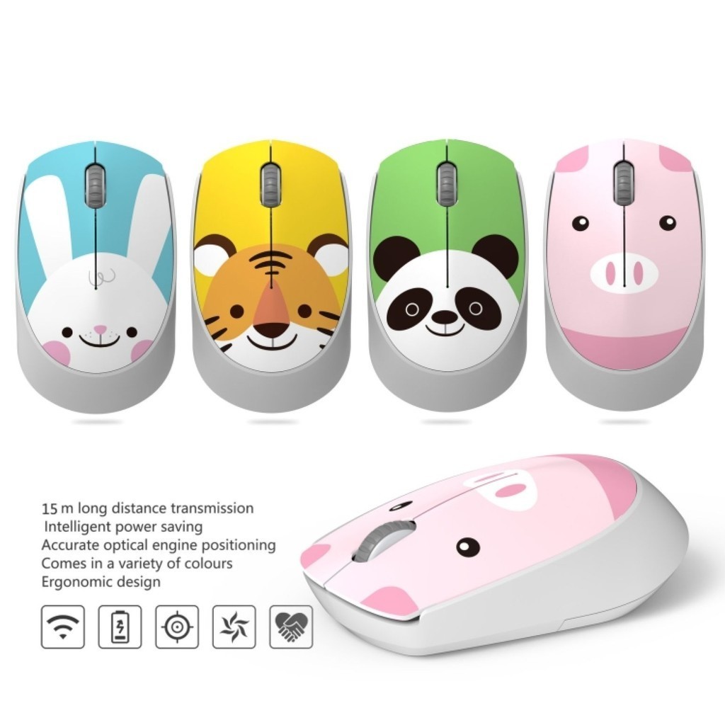 FIREWOLF T100 3 Keys 1600 DPI Cute Cartoon Girl Mice Mini Wireless ...