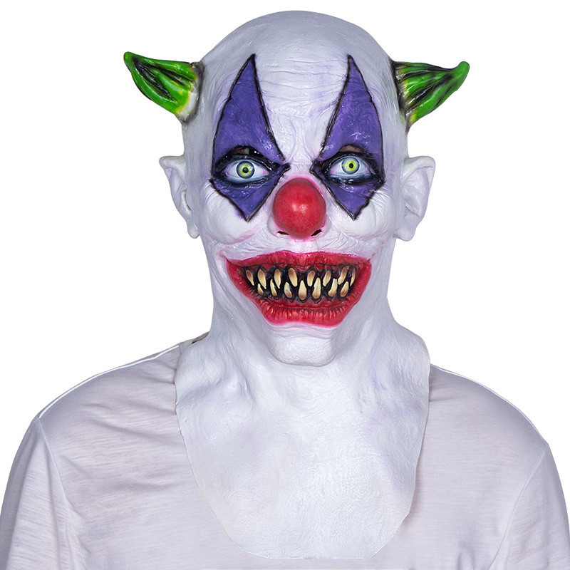 ☆Evil Joker Mask Horror Killer Clown Latex Full Face Masks Creepy Green ...