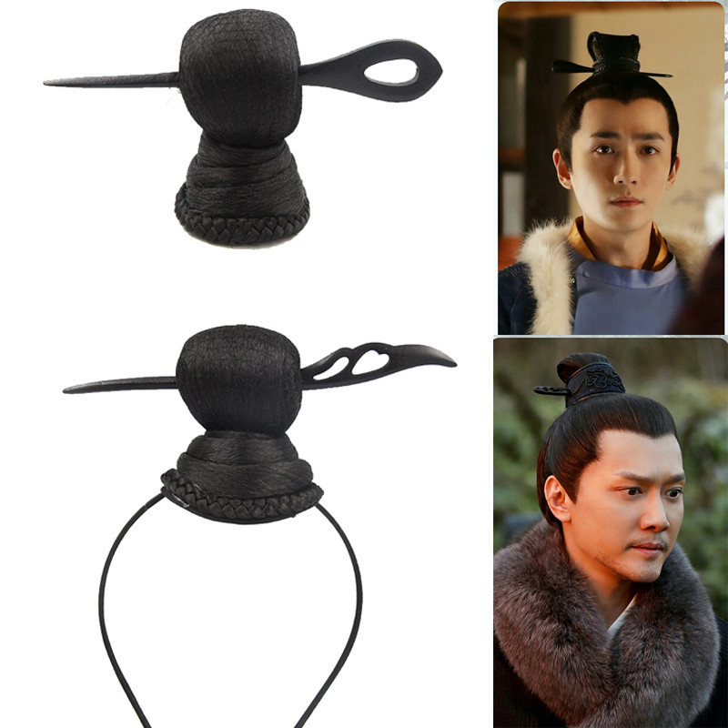 유Black Chignon Hair Pieces For women Men Ancient Han Dynasty Hanfu ...
