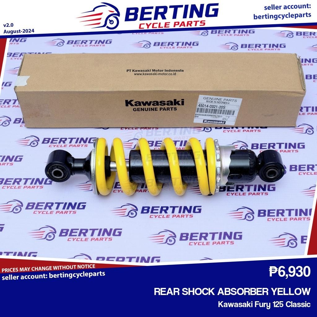 REAR SHOCK ABSORBER YELLOW Kawasaki Fury 125 Classic Genuine 45014-0321 ...
