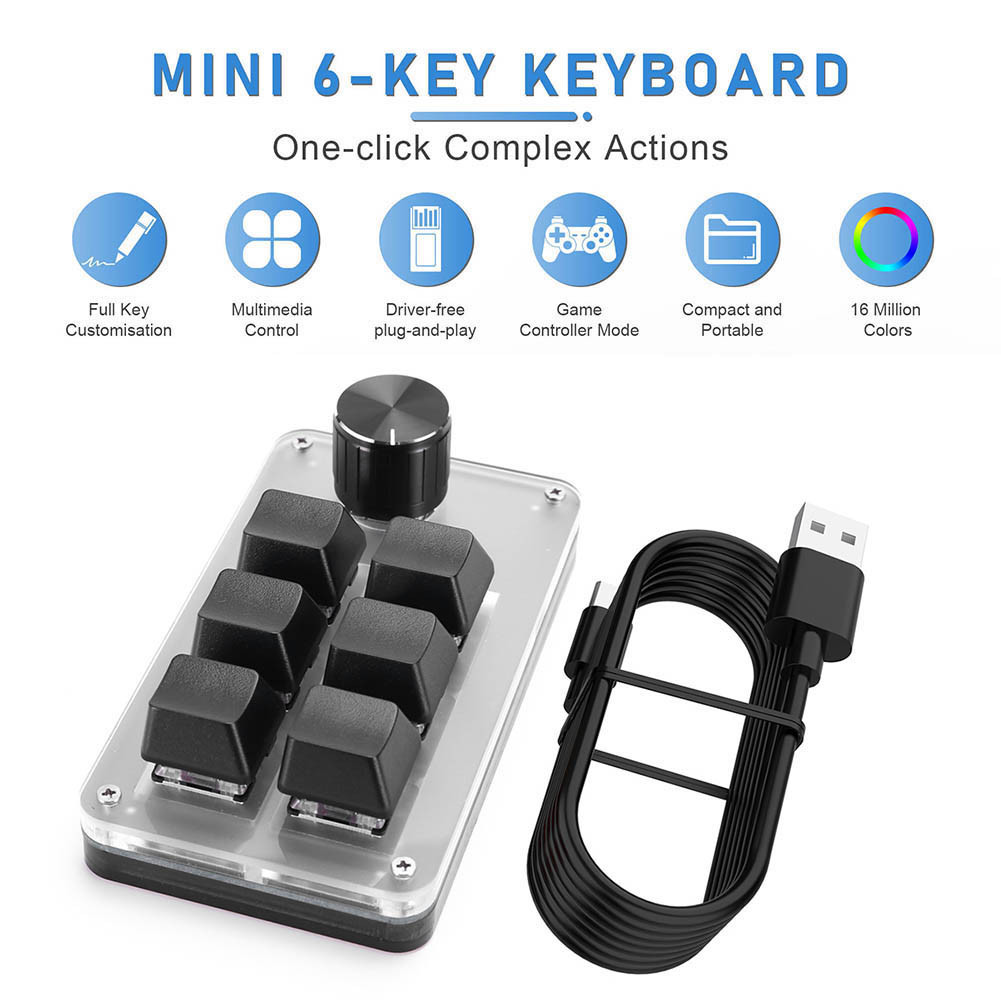 ☂6 Key 1 Knob Programming Macro Custom Knob Keyboard Bluetooth ... ☂6 Key 1 Knob Programming Macro Custom Knob Keyboard Bluetooth ...