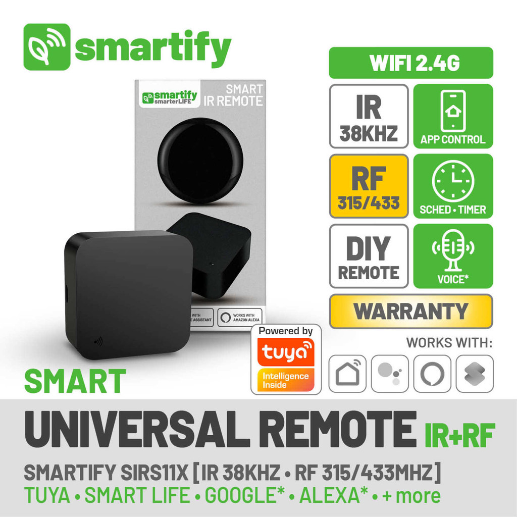 SMARTIFY WIFI Universal IR RF Remote Control AC (SIRS11X 5V 1A 38KHZ ...