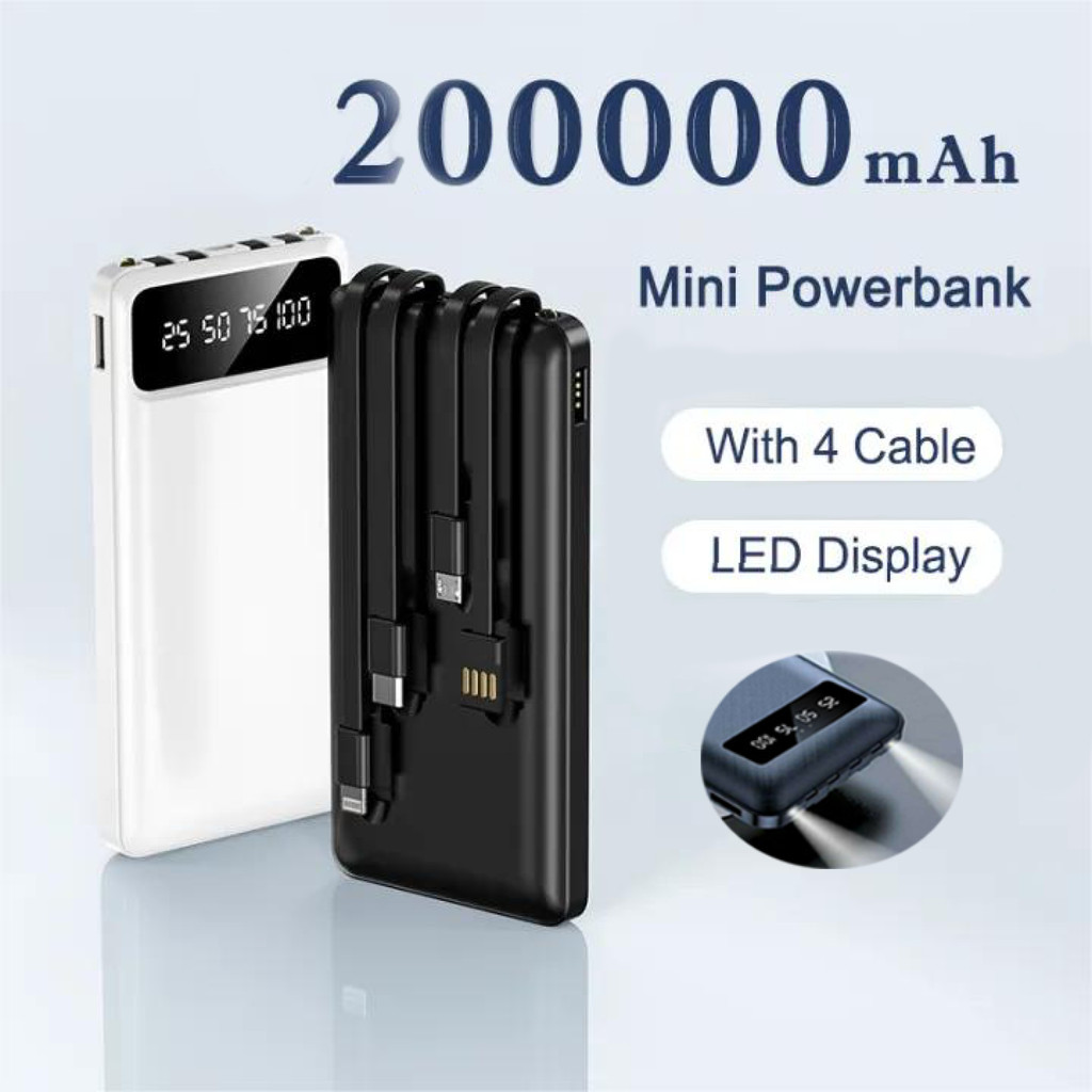 Original Slim Power Bank 200000mah Portable Fast Charging Built in 4 ...