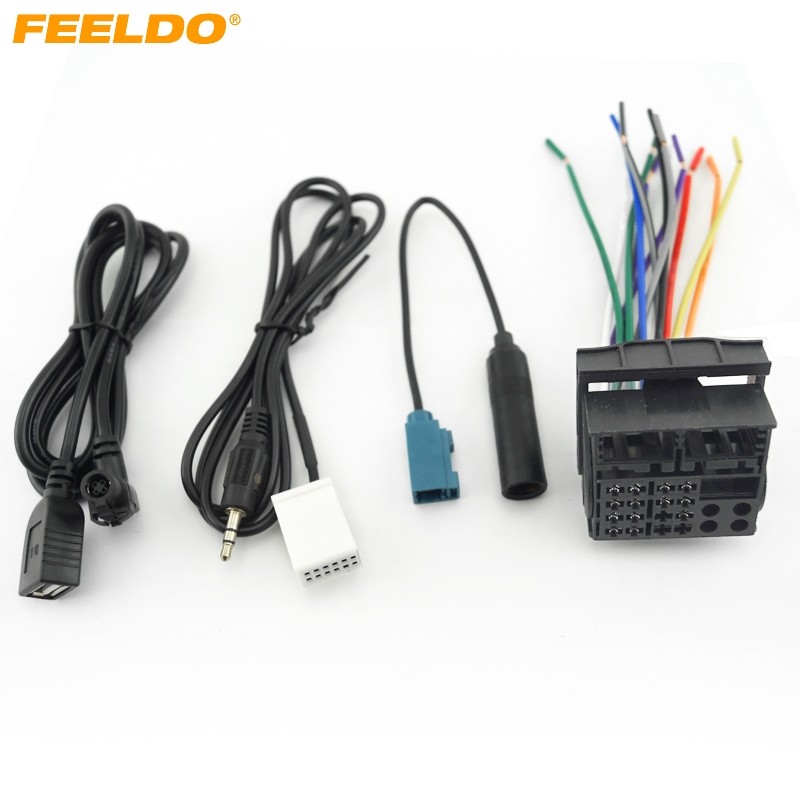 1Set Car Stereo Head Unit Wiring Harness With FRAKA Radio Anatenn Jack ...