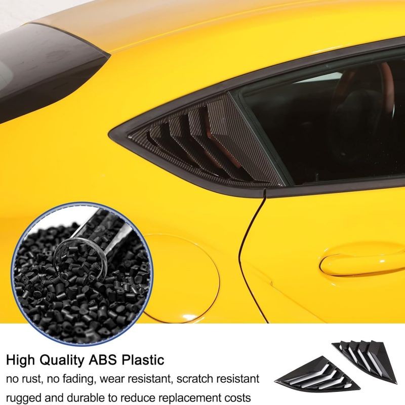 ~ABS Carbon Fiber Rear Window Shutters Trim Triangle Glass Spoiler ...