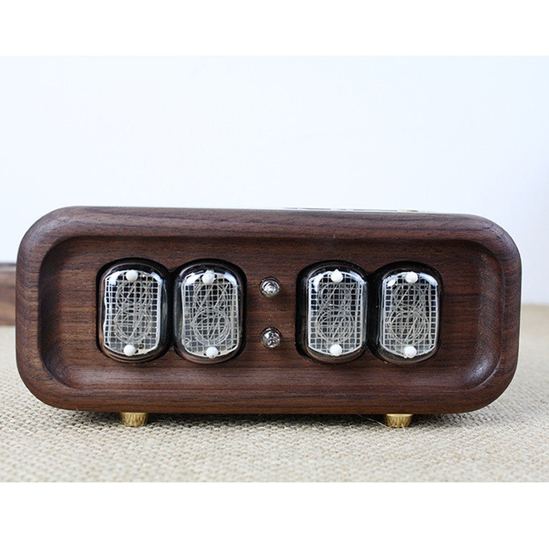 ⊹beautiful Black walnut solid wood glow digital tube clock, 4-digit ...