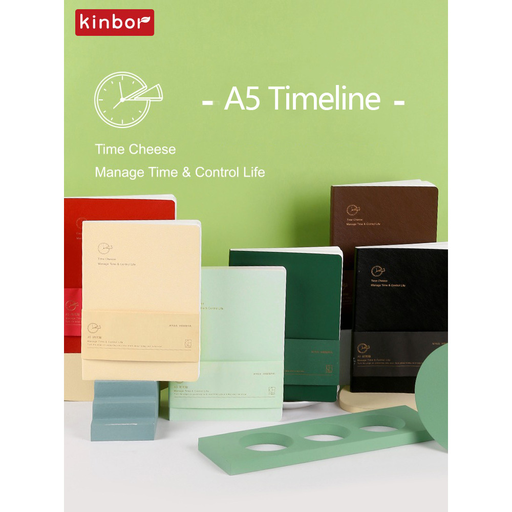 Kinbor A5 Notebook Self-filling Undated Agenda Timeline Annual Calendar ...