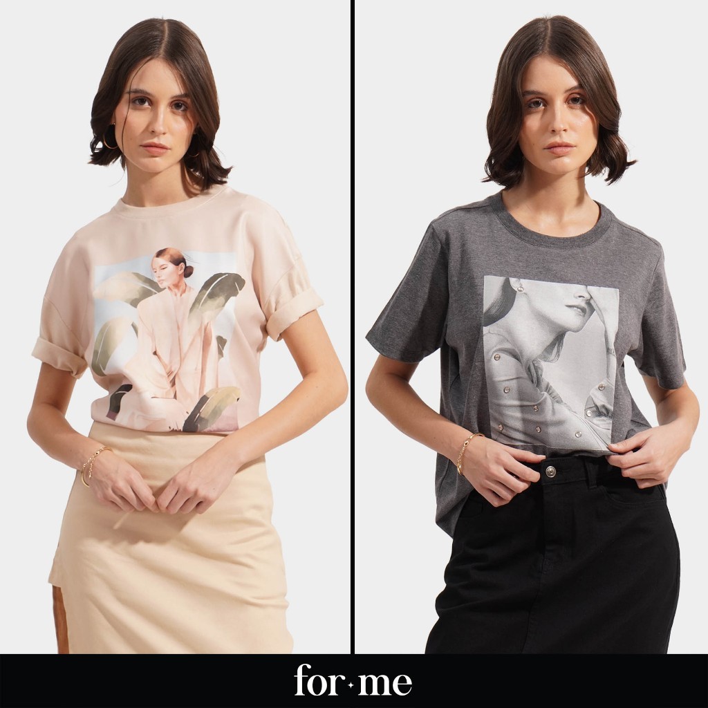 ForMe Oversized Fit Graphic T-Shirt Collection for Women | Shopee ...