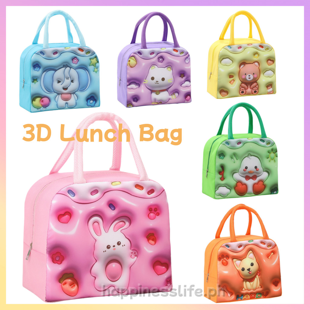 3D Lunch Box Bag Bento Bag Canvas Bags Fresh Handbag Thickened Aluminum ...