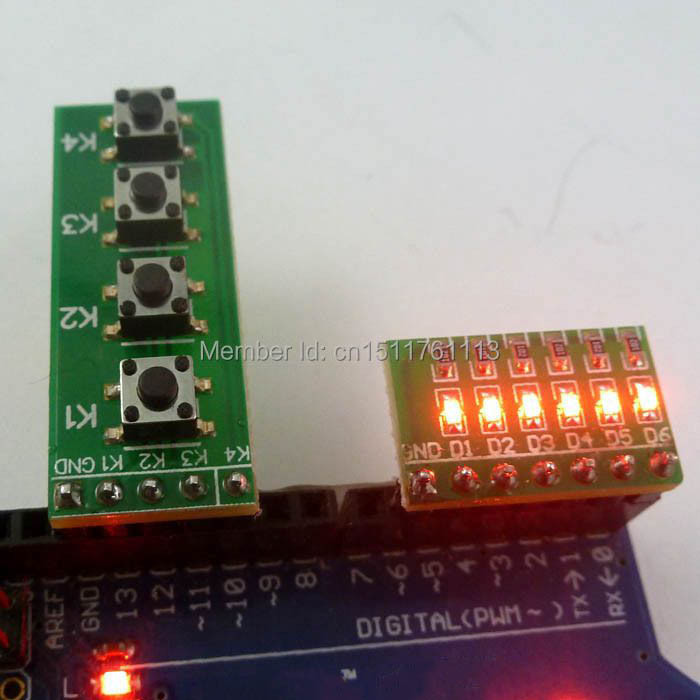 4 Button Keypad Keyboard Tact Switch And 6 Bit Red Led Module Kiy For Arduiuo Mega2560 Pro Mini G 1467