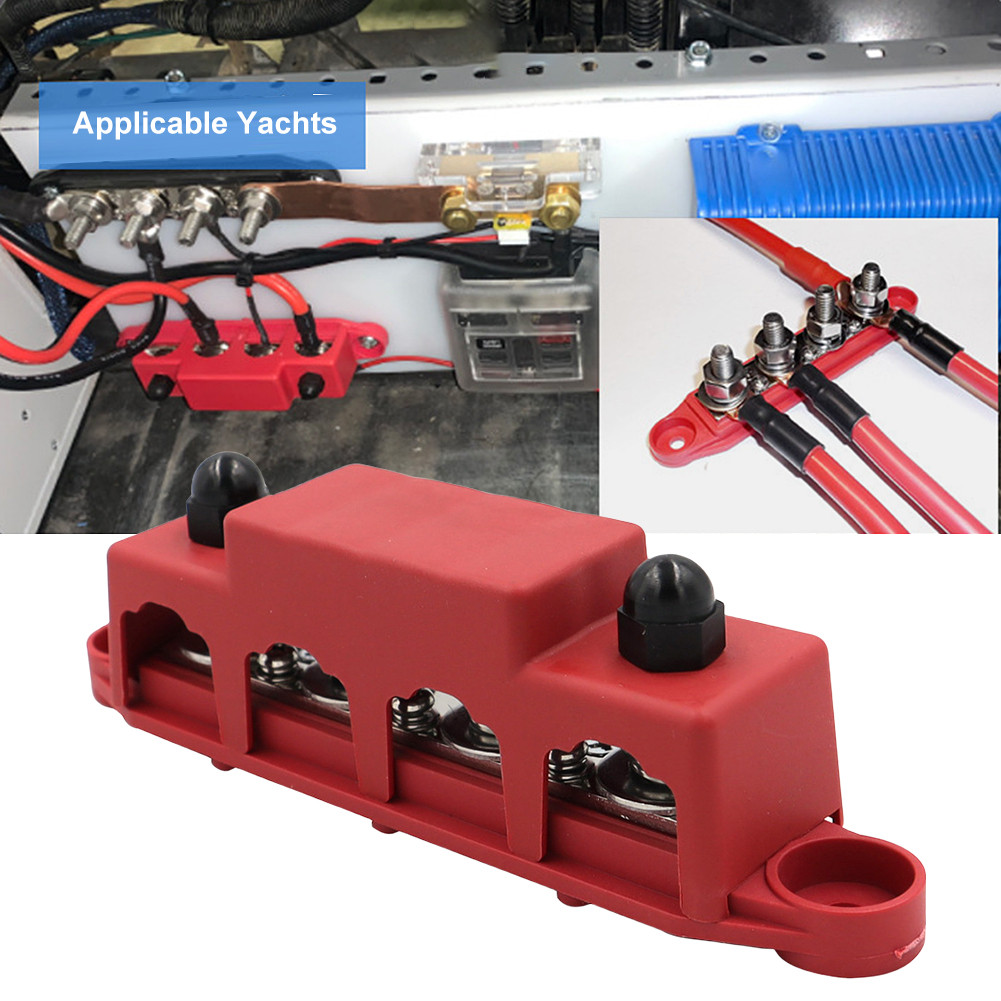 ♜12V 250A Bus Bar Terminal M8 M10 Battery Power Distribution Block with Cover Positive Negative ...