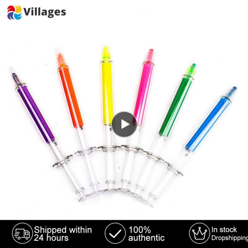 유Kawaii Syringe Highlighter Pen Syringe Needle Shape Mechanical Color ...