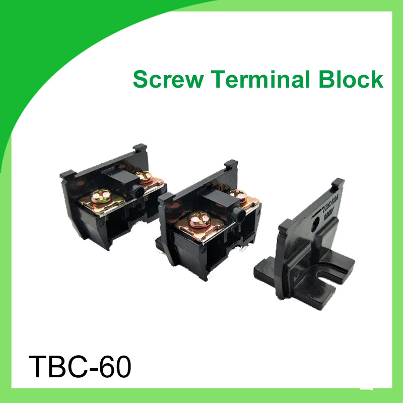 ~50PCS TBC-60A 600V 60A Rail Mounted Assembled Screw Terminal Block Cable Connector Black 4-10 m ...