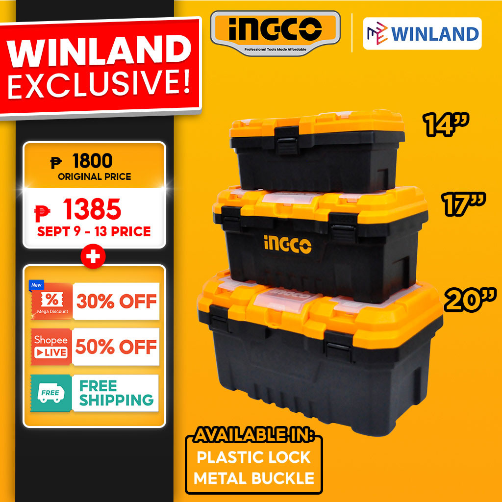 Ingco by Winland 3pcs Plastic Tool Box Set with Removable Tray PBXK0301 ...