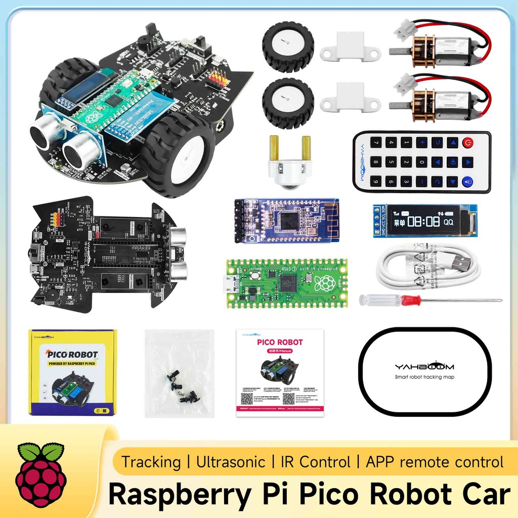 ๑Raspberry Pi Pico Robot Car DIY Robotic Electronic Kit Education MicroPython Programming for Te ...