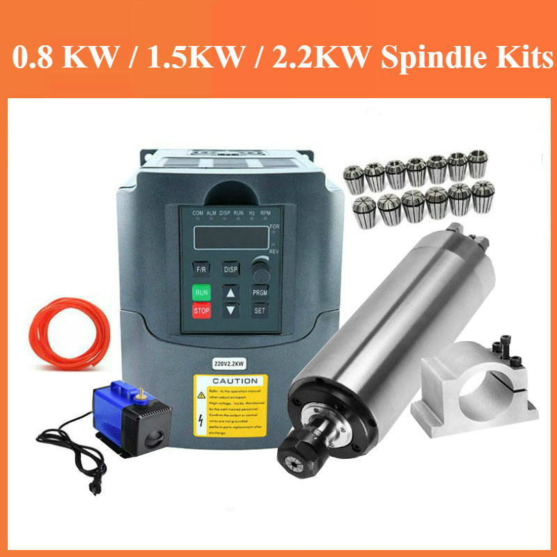 ♥1.5kw water cooled spindle kit CNC spindle motor + 1.5KW VFD + 80mm ...