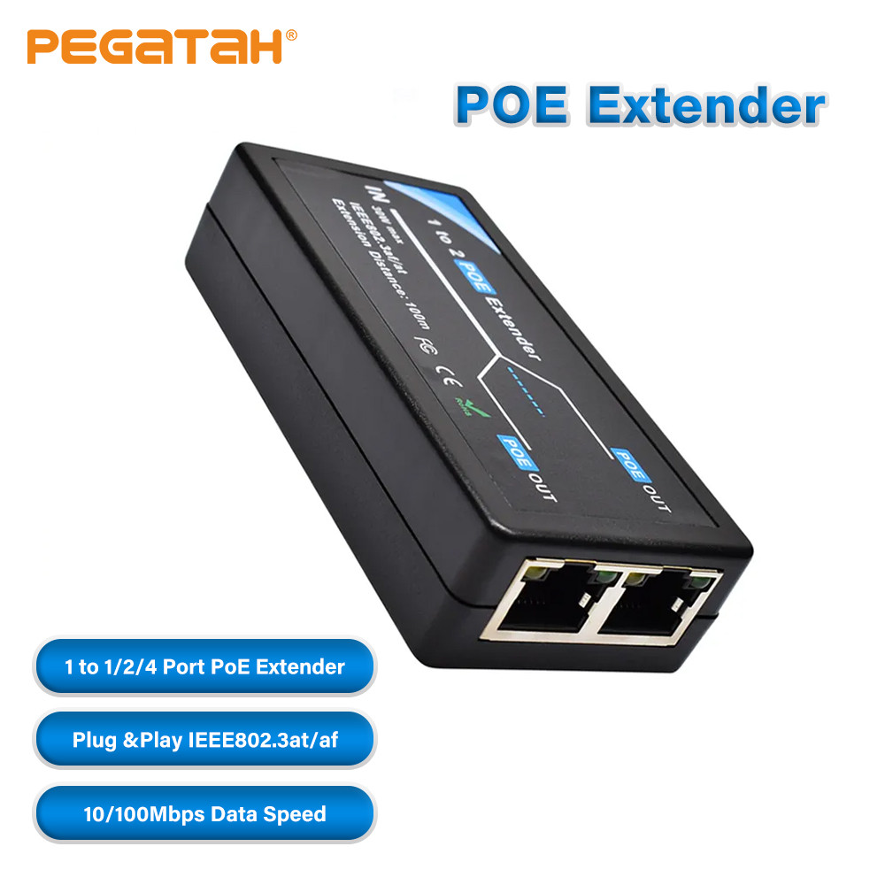 ☂4/2 POE Extender IEEE802.3af Standard for NVR IP Camera AP IP port max ...