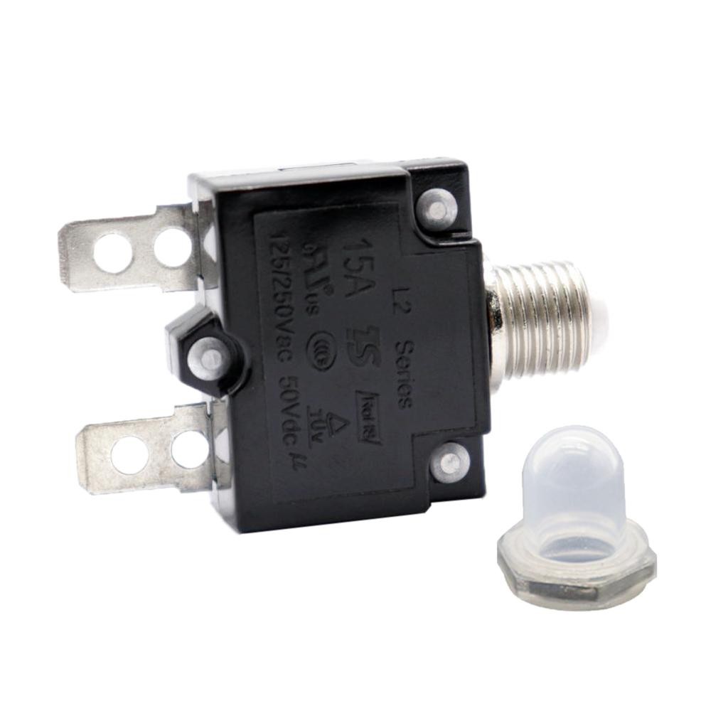 -15 Amp Circuit Breaker Push-Button with Terminals and Clear Waterproof ...