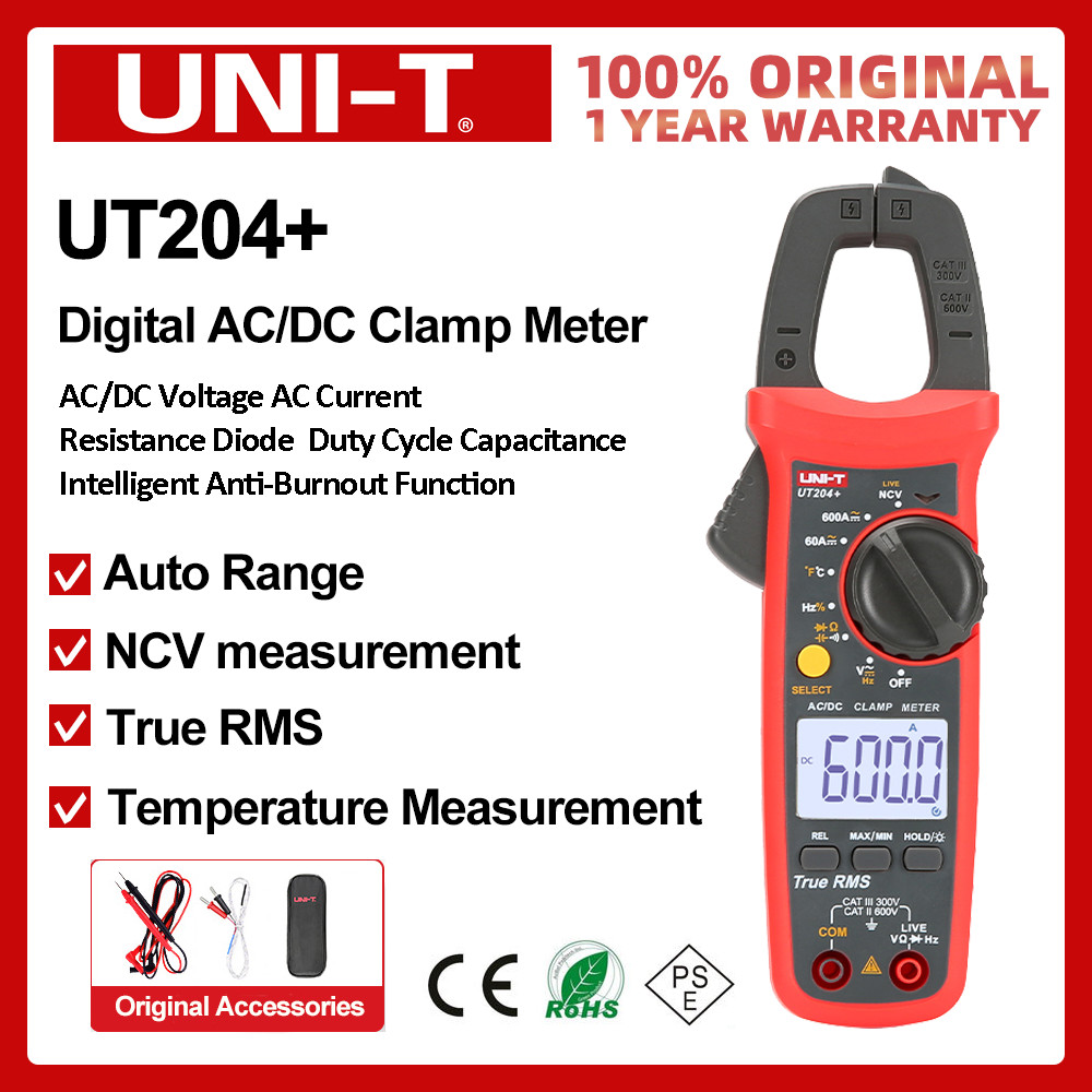 【Philippines Spot】 UNI-T Original UT204+/UT201+ Digital clamp meter automatic range true RMS ...