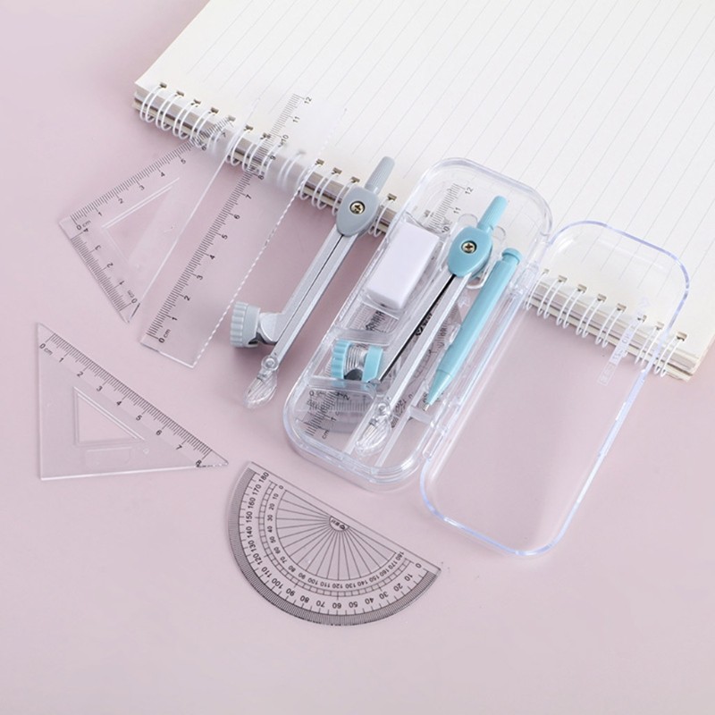 ☮Portable Compasses Kit with for Triangle Ruler Protractor Mechanical ...