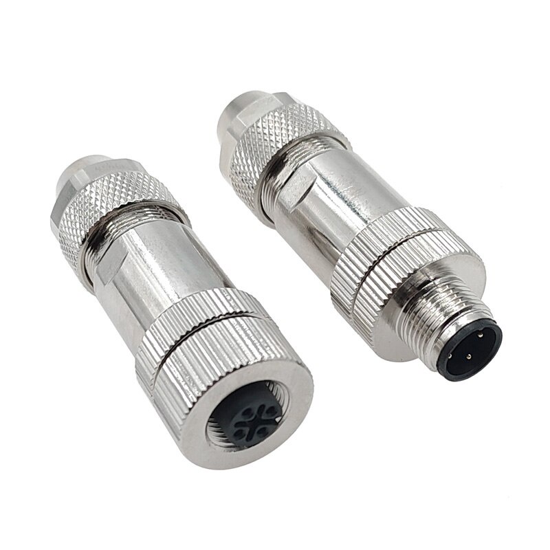 M12 Sensor Connector Male&Female Signal Shielding Metal Plug 4 5 8 Pin ...