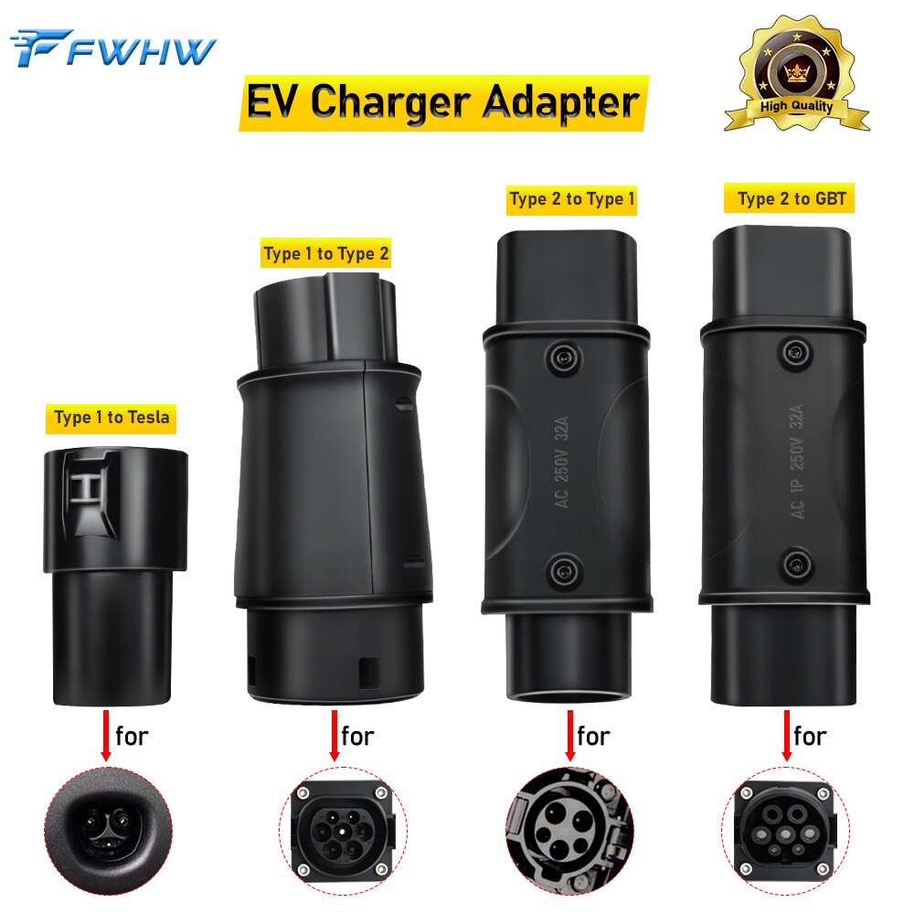 FWHW EVSE Adaptor for TESLA GBT Type 1 to Type 2 EV Adapter Convertor ...