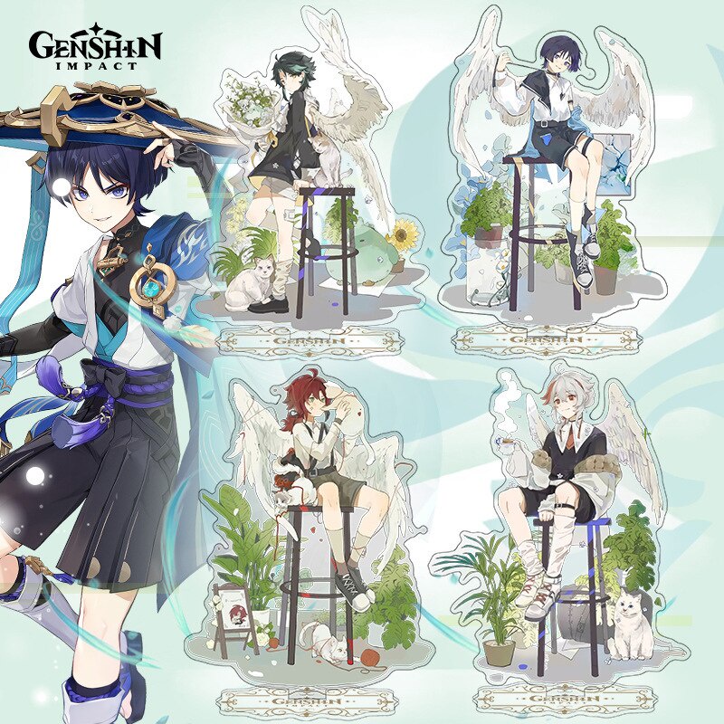 Anime Genshin Impact Angel Stand Model Plate Desk Decor Xiao Shikanoin ...