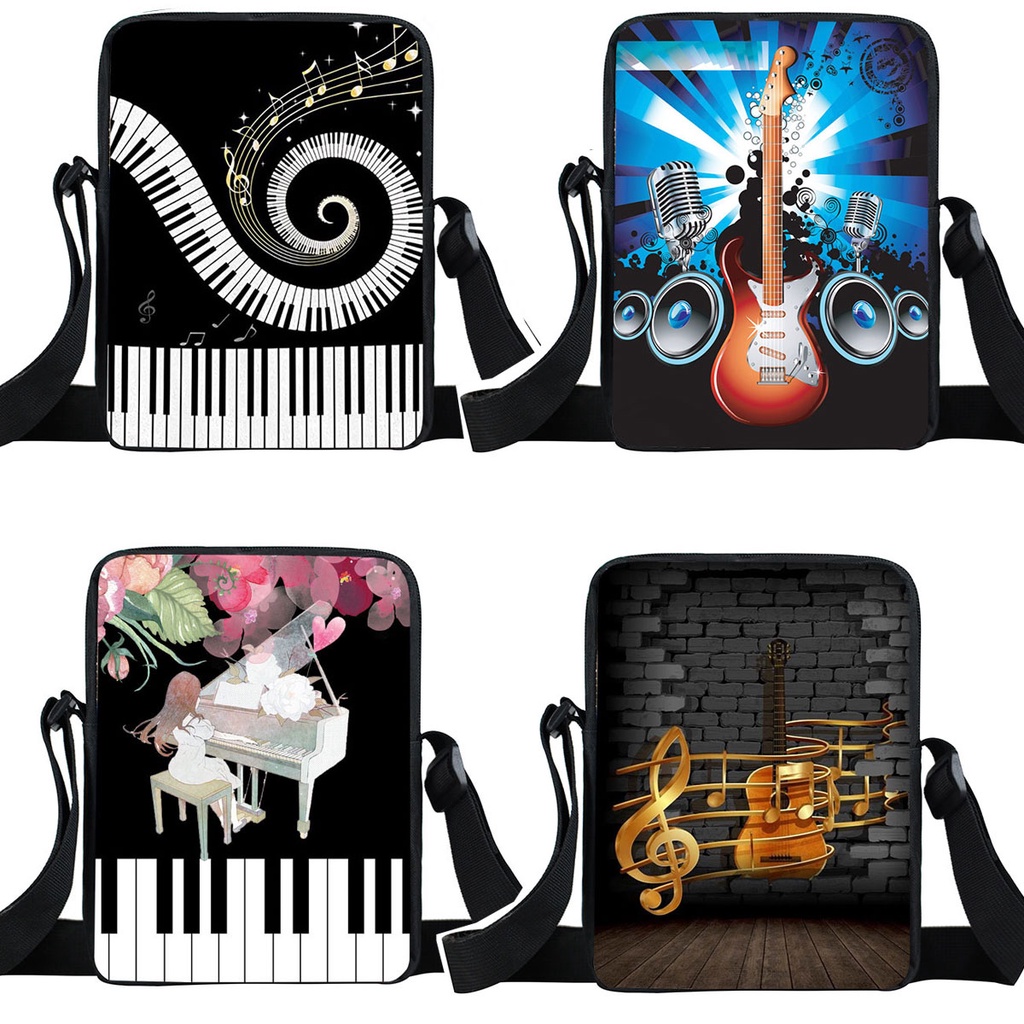 Music Notes / Guitar / Piano Messenger Bag Girls Canvas Shoulder Bags ...