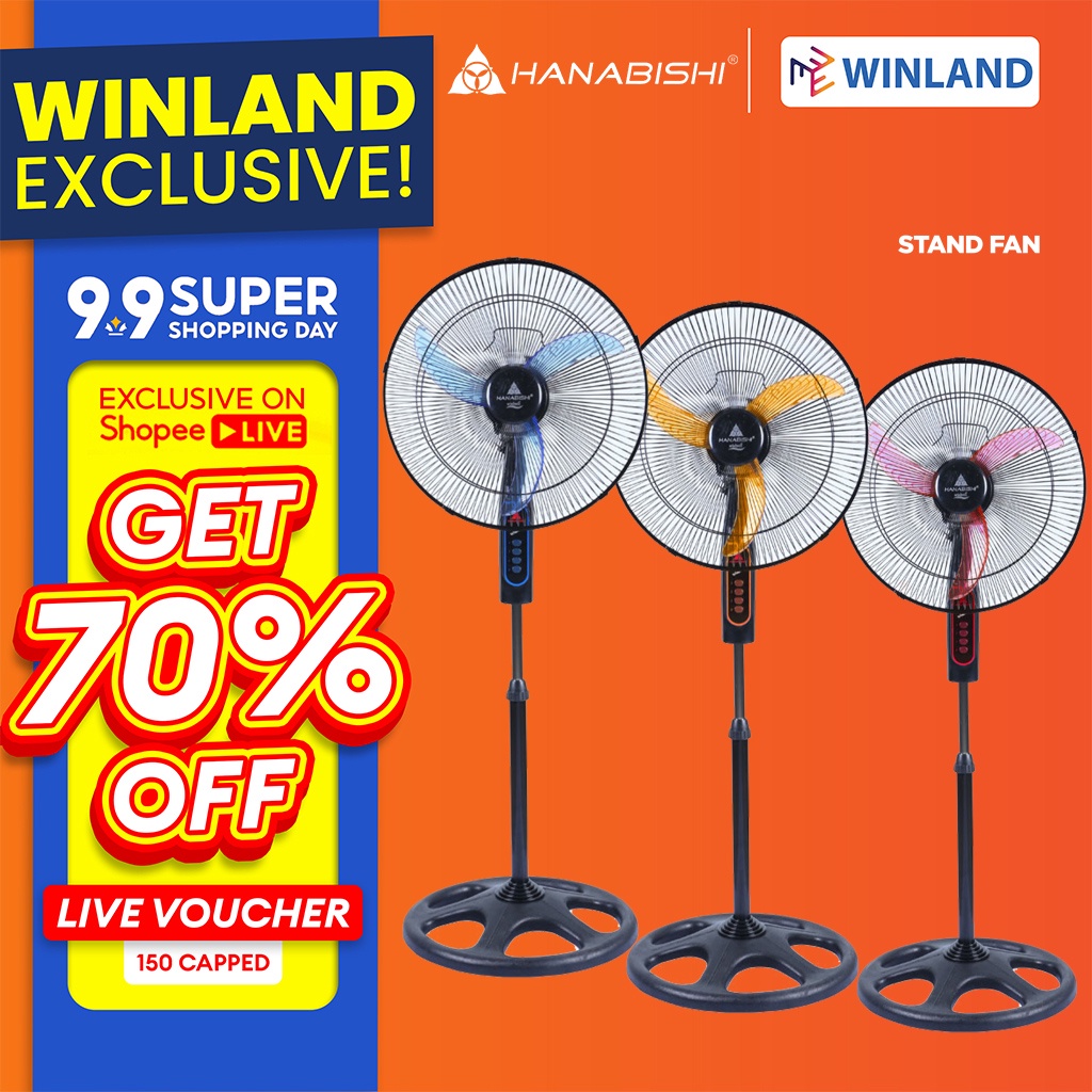 HANABISHI by Winland Electric Fan Stand Fan Windmill 18"Blade Low Noise ...