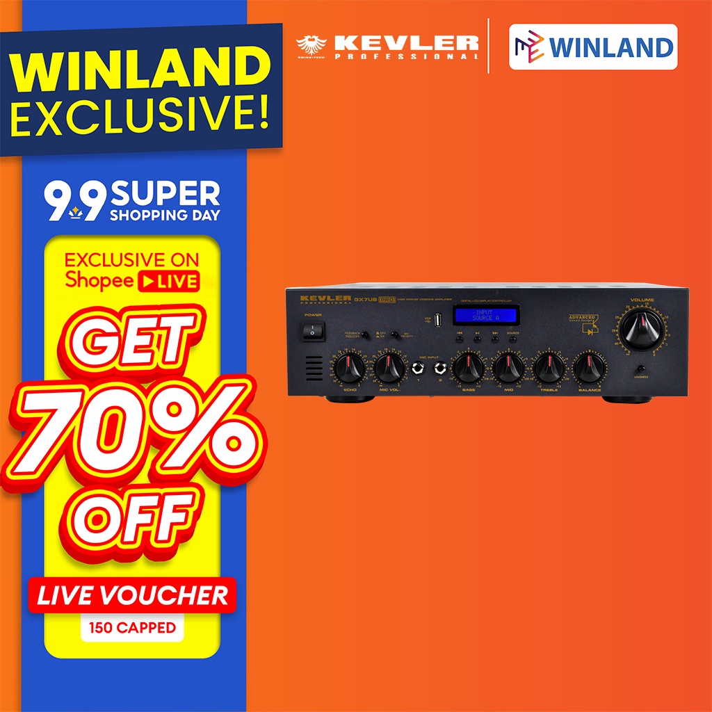 KEVLER by Winland GX7 PRO High Power Videoke Amplifier 800W x 2 Mic ...
