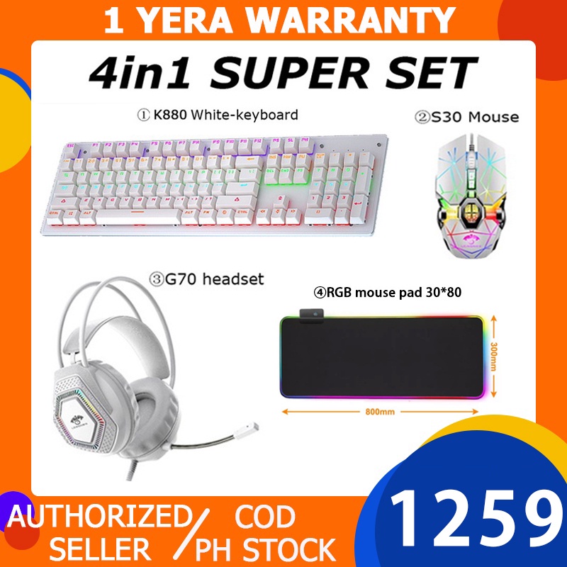 LEAVEN K28 K880 Mechanical Keyboard 104 Key S30 RGB Wired Combo Gaming Keyboard Mouse Computer ...