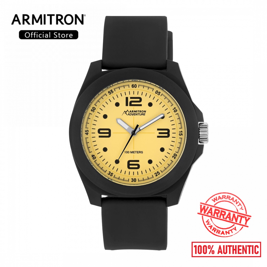 Armitron Adventure Black Silicone Strap Analog Watch AR-AD/1012YLBKBK ...