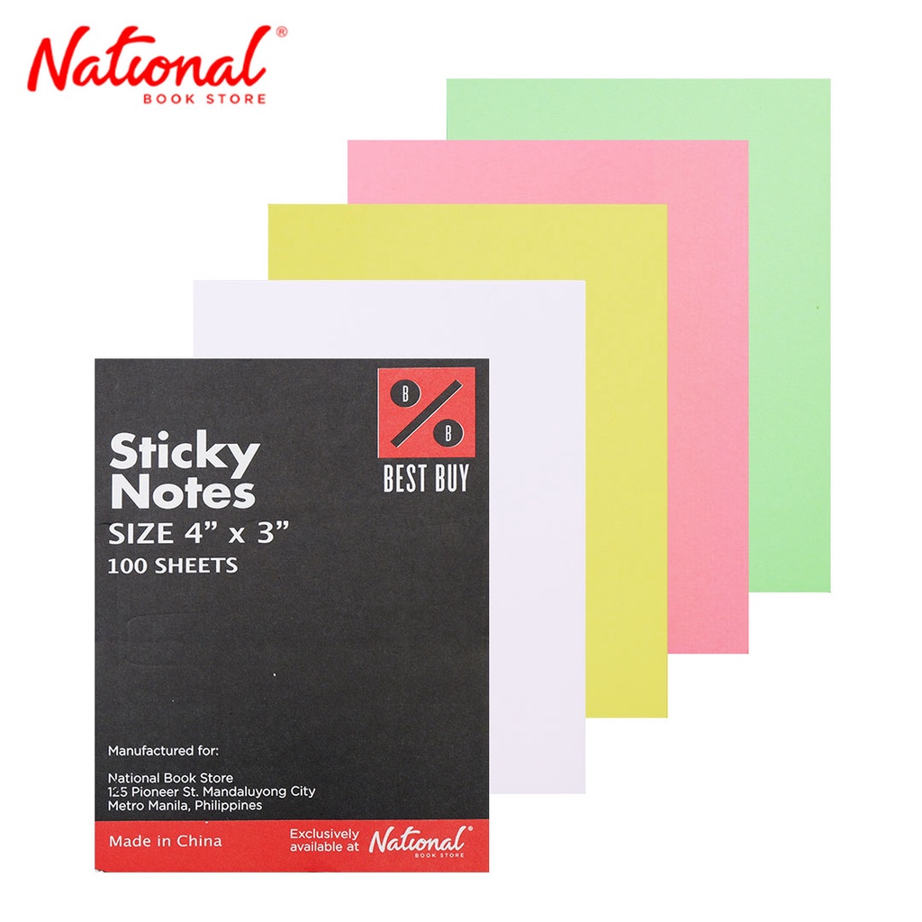 Best Buy Sticky Notes 3x4 inches 100 sheets Yellow, White, Green ...