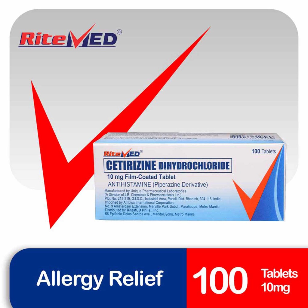 RiteMED Cetirizine 100 Tablets (Allergy Relief) | Shopee Philippines