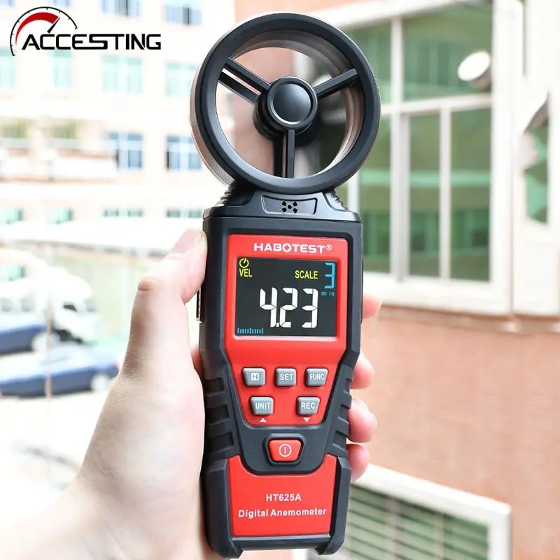 Anemometer HT625A Digital Wind Speed Meter Air Velocity Flow Gauge ...