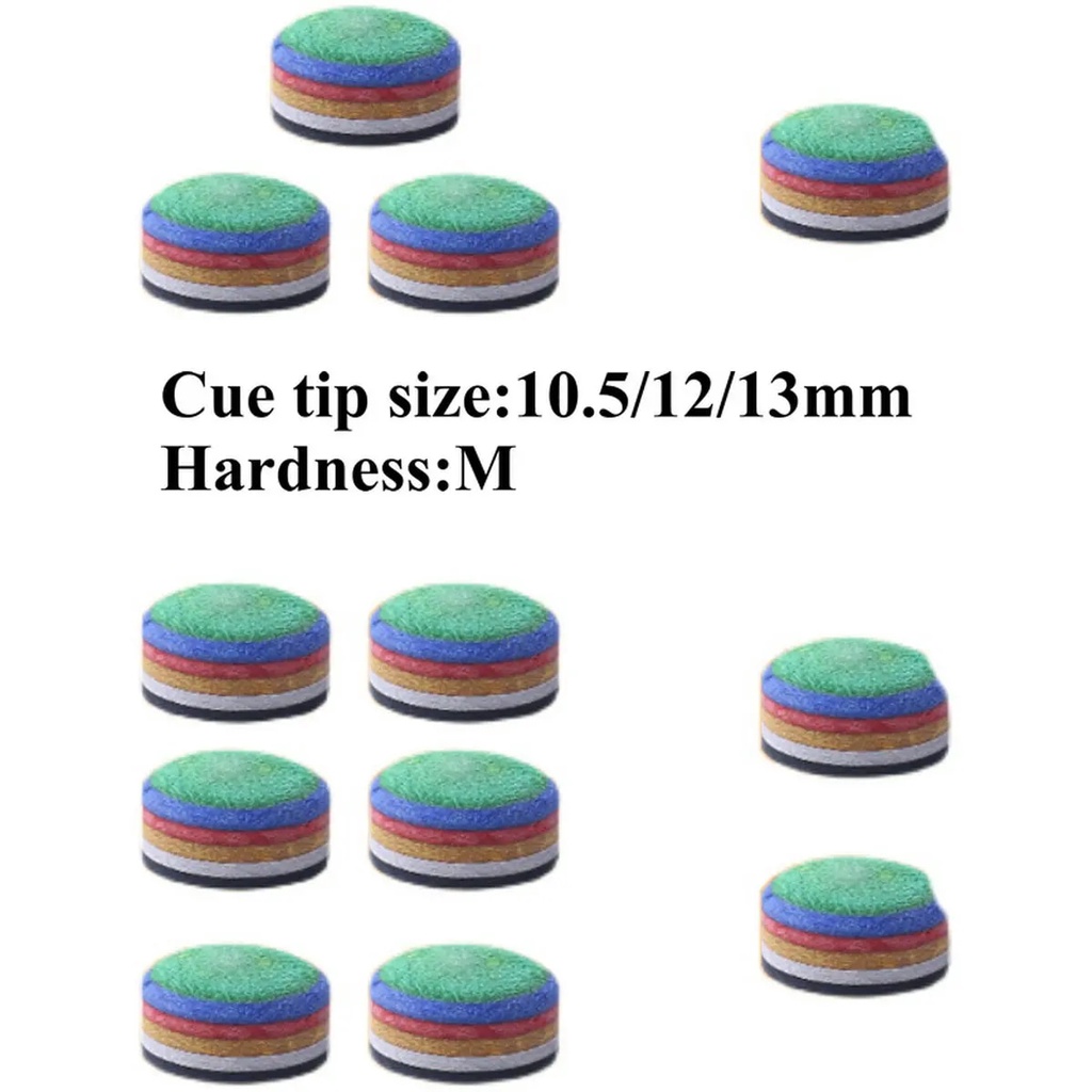 ⊹CUPPA Rainbow Billiards Pool Cue Tip 10.5/12/13mm Multiple-Layers ...