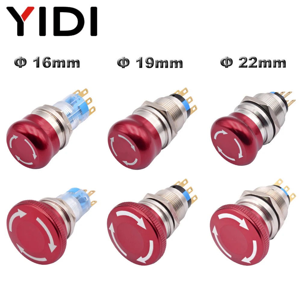 16mm 19mm 22mm E-stop Stainless Steel Emergency Stop Switch Push Button ...