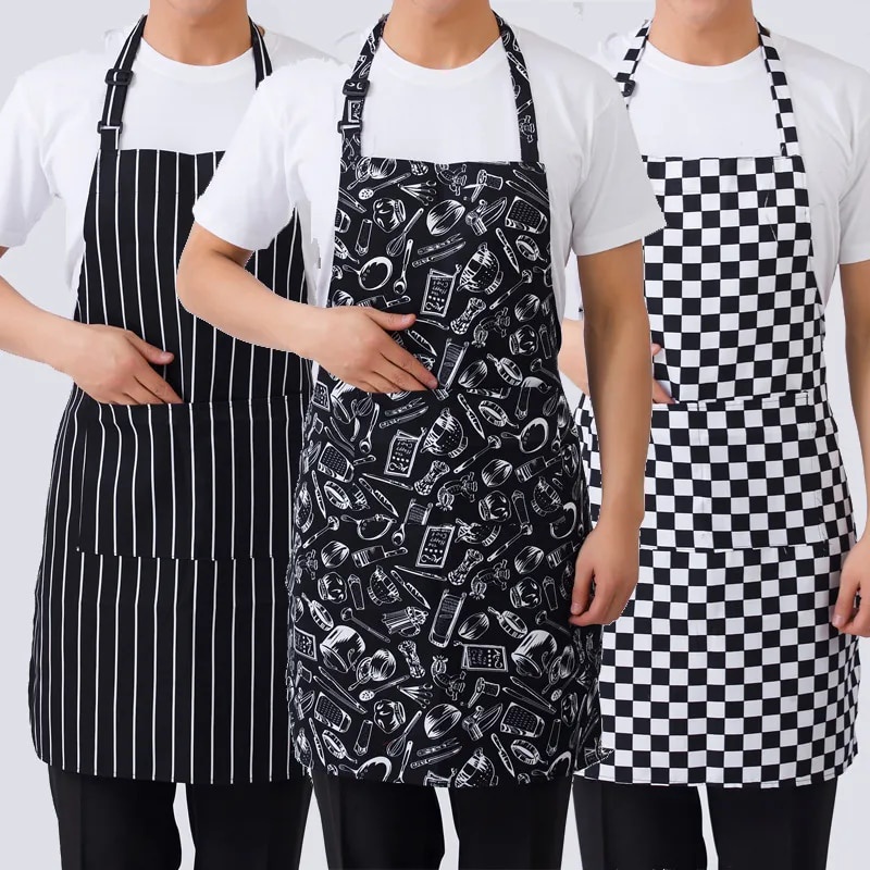 ☺Adjustable Half-length Adult Apron Striped Hotel Restaurant Chef ...
